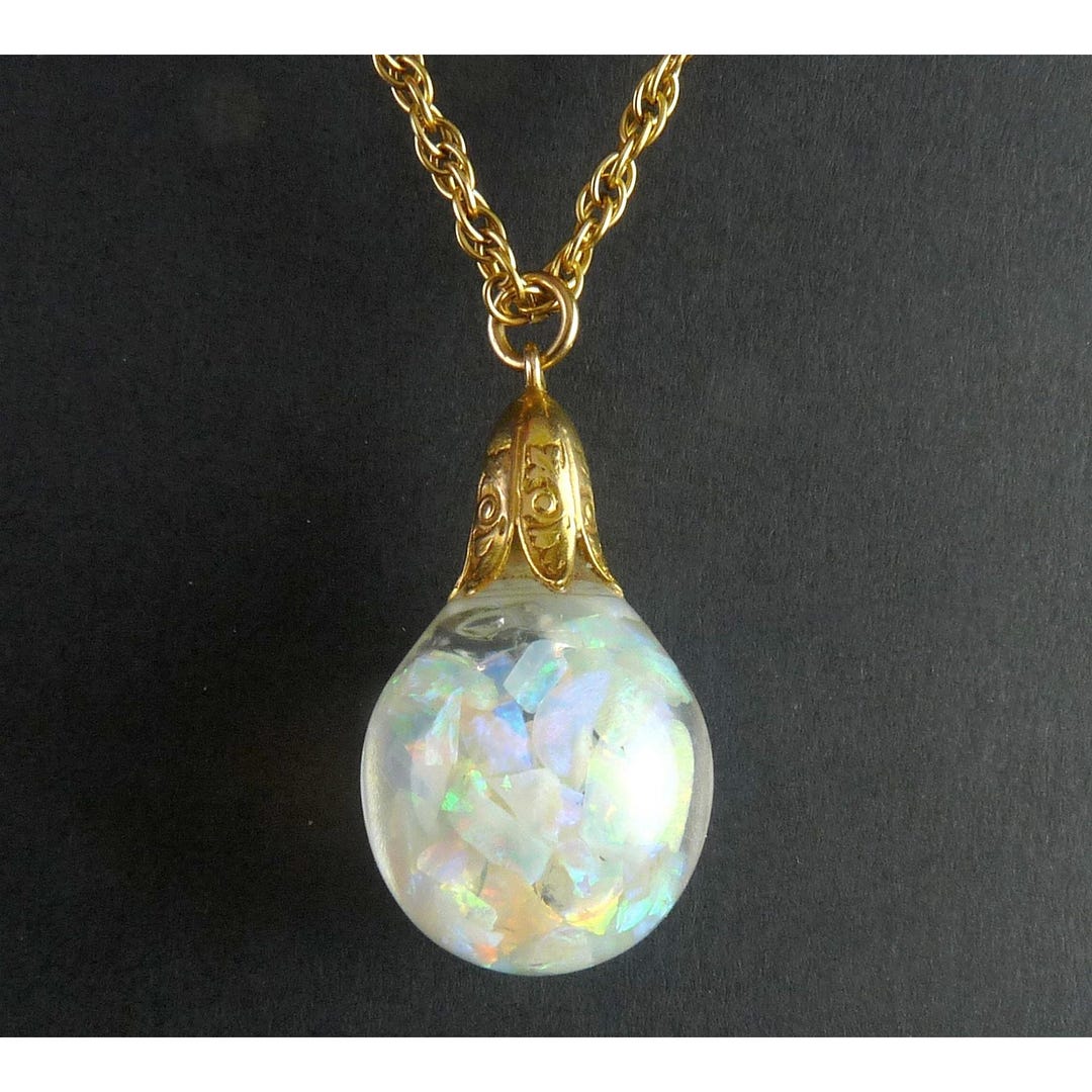 1930's Art Deco 14K Yellow Gold Floating Opal Pendant, 18