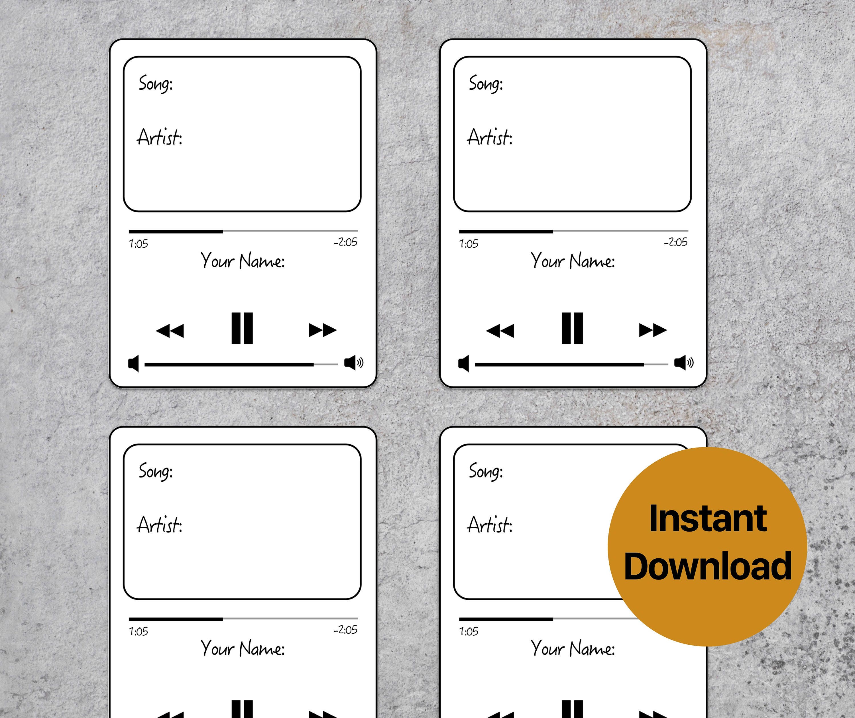 Sheet of 12 Karaoke DJ Song Request Cards Music Player | Etsy