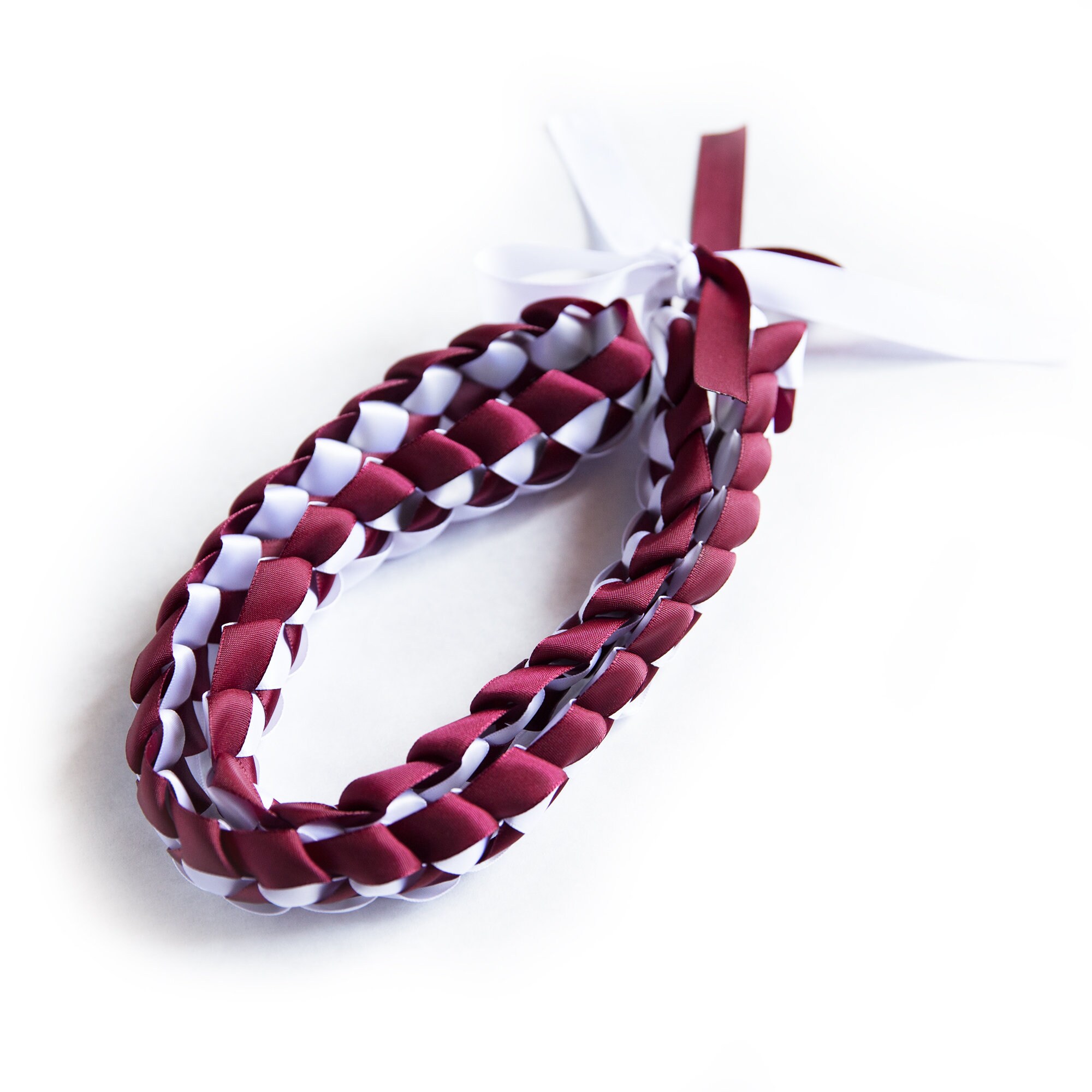 Burgundy Maroon & White Ribbon Lei for Graduation, Special Events - Etsy