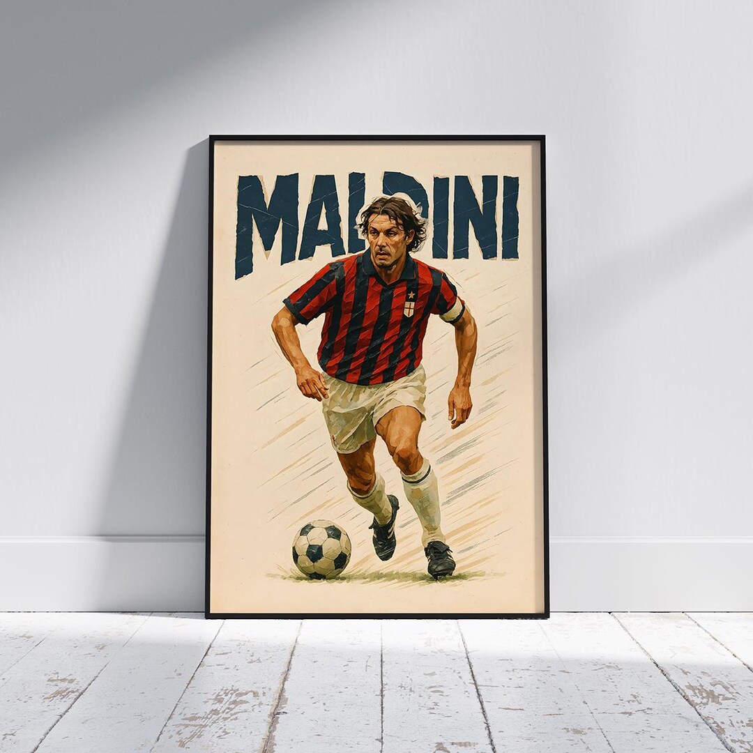 Paolo Maldini Digital Poster - AC Milan Legend Wall Art | Vintage ...