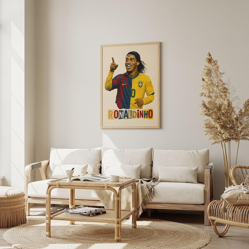 Ronaldinho Collage Poster | Brazil & Barcelona Legend Wall Decor ...