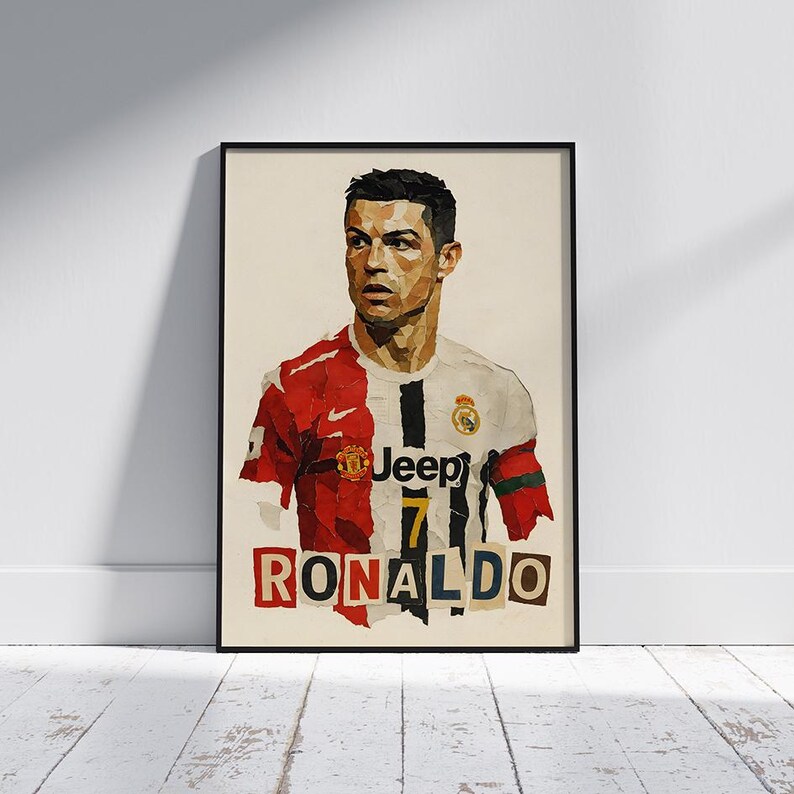 Cristiano Ronaldo Digital Collage Poster – Unique Torn Paper Art ...
