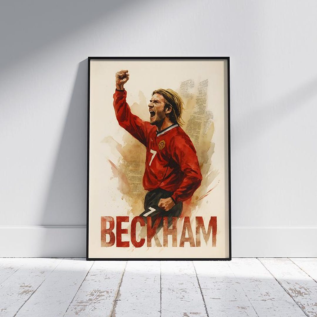 David Beckham Digital Poster – Watercolor Collage Style | Manchester ...