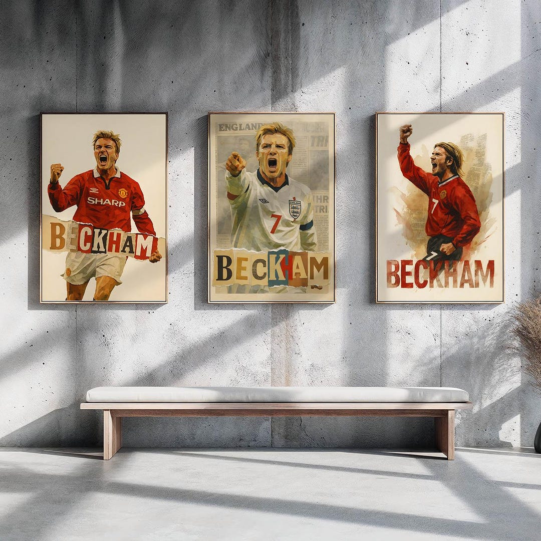 David Beckham Digital Poster Set | Manchester United & England Football ...