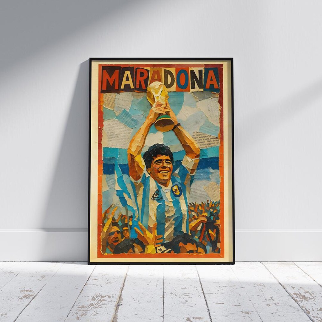 Diego Maradona World Cup Champion Poster: Vintage Football Art (digital ...