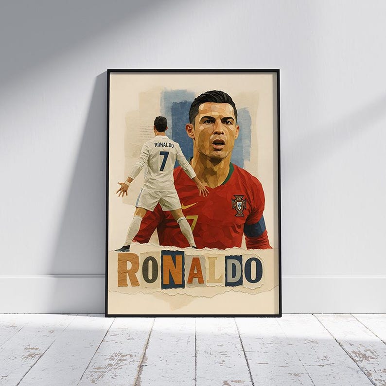 Cristiano Ronaldo Poster Set | Vintage Collage Football Prints (digital ...