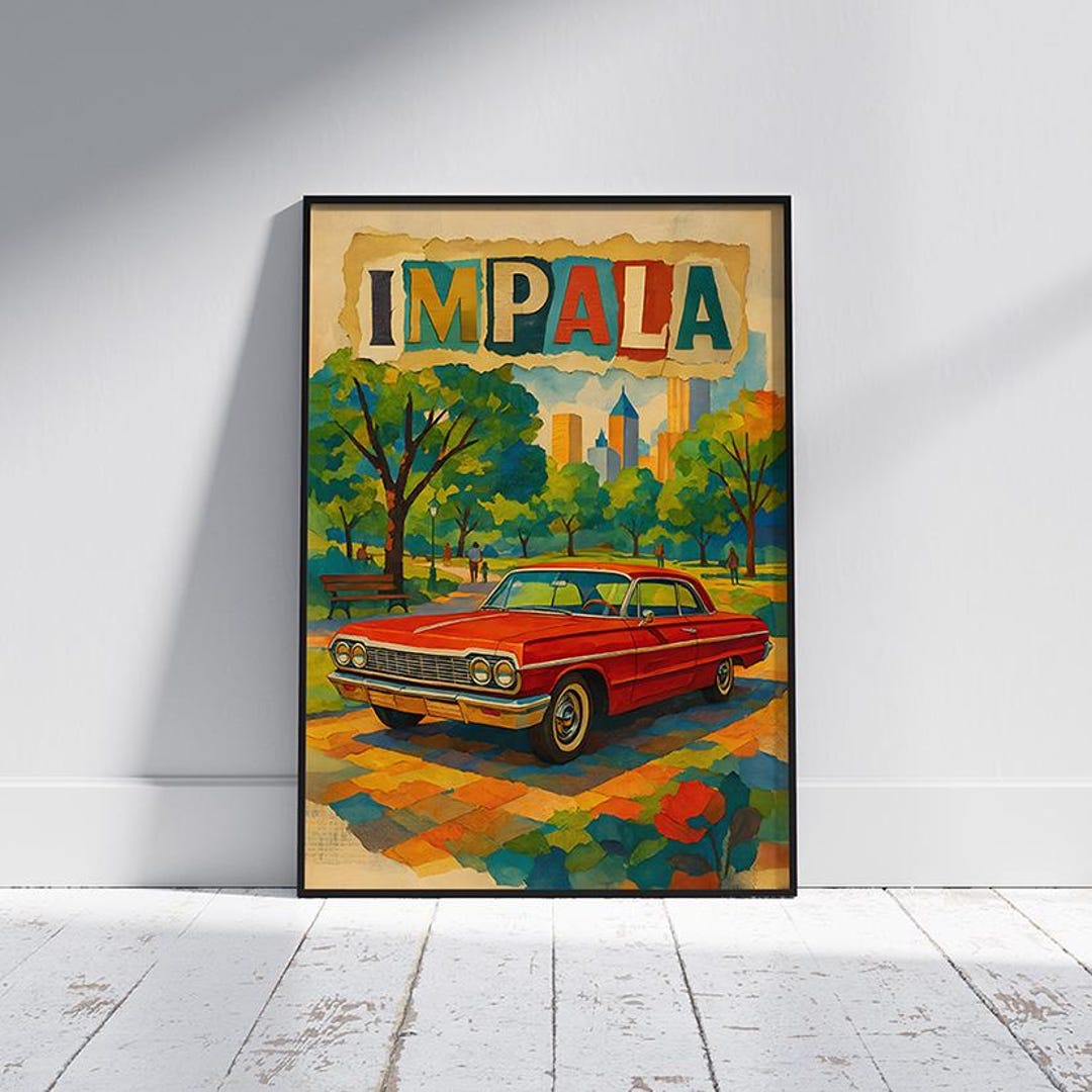 Vintage Chevrolet Impala Poster: Retro American Muscle Car Art (digital ...