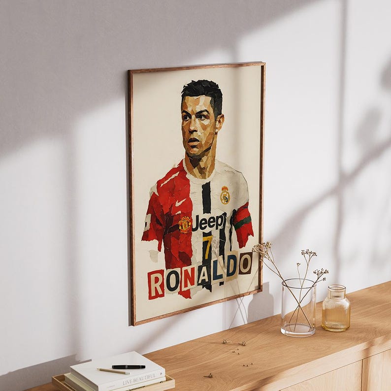 Cristiano Ronaldo Digital Collage Poster – Unique Torn Paper Art ...