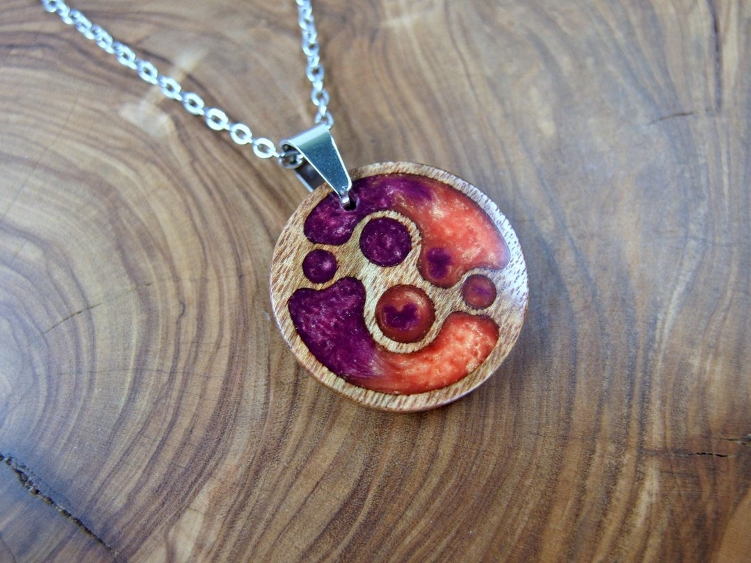 Abstract Art Style Wood and Resin Necklace. One of A Kind Original ...