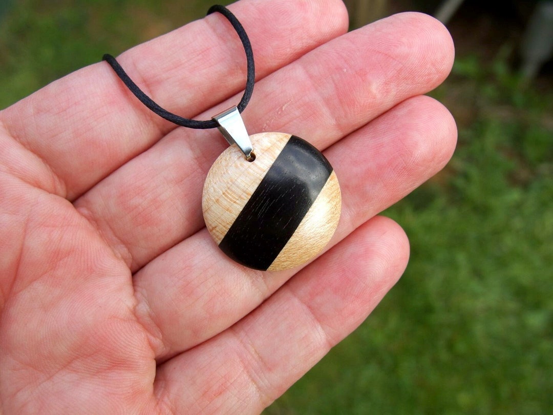 3D Carved Wood Disc Pendant: Modern Boho Necklace - Etsy