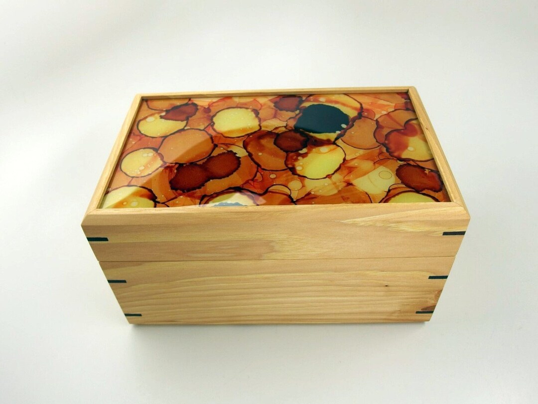 Artisan Crafted Box With Original Ink Artwork Top. Keepsake Memory Box ...