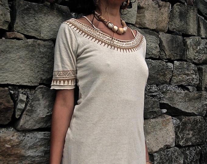 Native American Style Original Print Organic Hemp Cotton T Shirt in ...