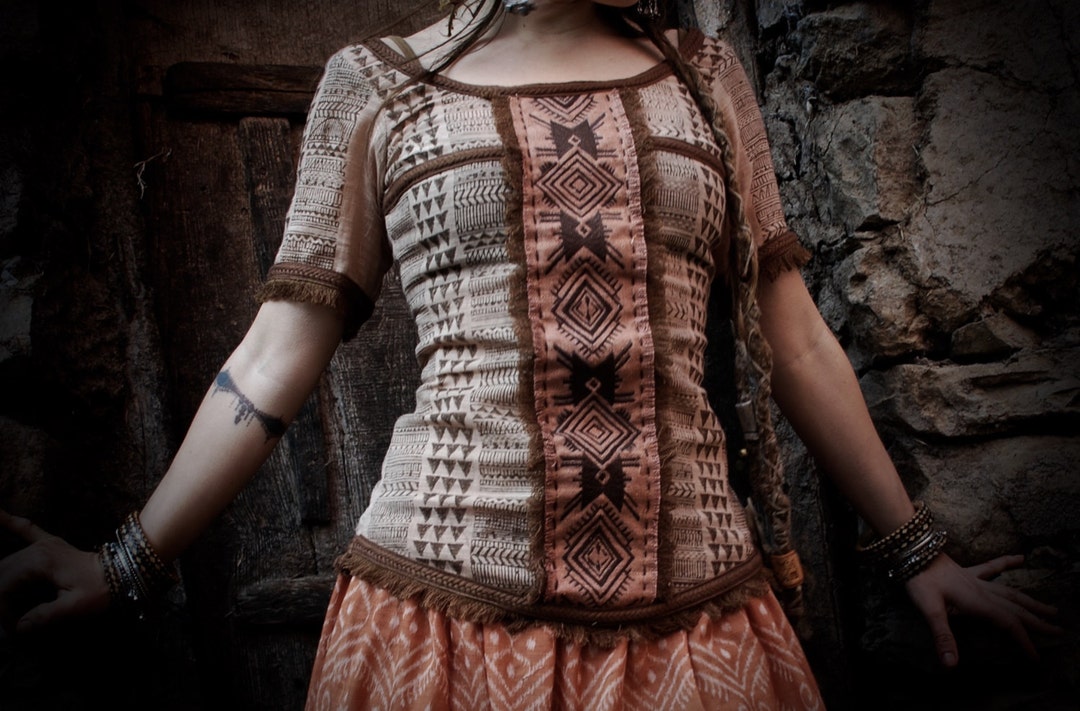 Tribal Top, Gypsy Top, Ethnic Top, Native American Style Block ...