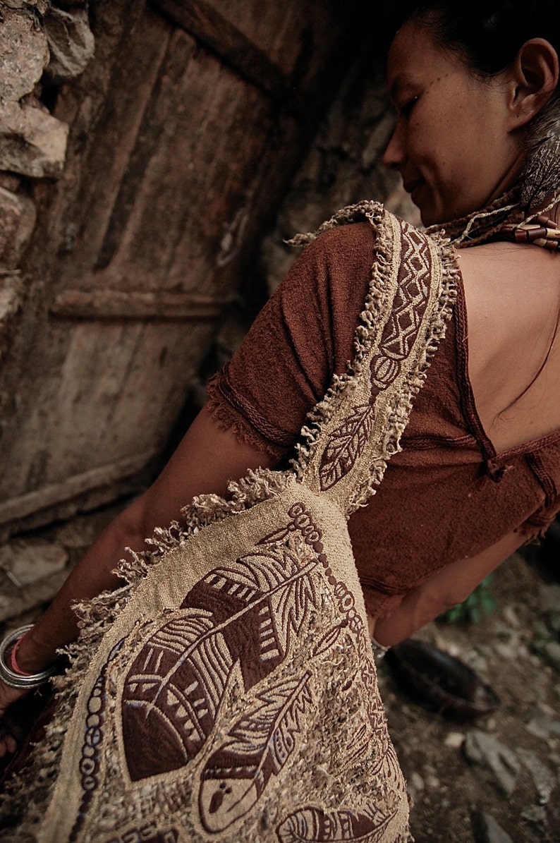 Native American Style Bag Raw Silk Backpack Earthy Linen - Etsy