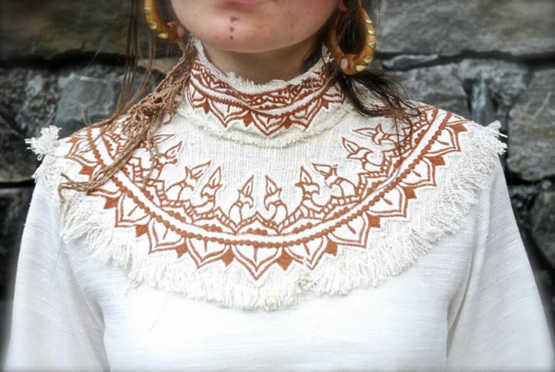 White Tara Tribal Long Sleeve Dress Made of Fine Raw Silk Natural Eco ...