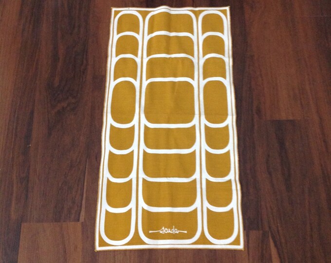 Vintage Scuda Linen Mod Pattern Tea Towel/hand Towel Ochre Gold - Etsy