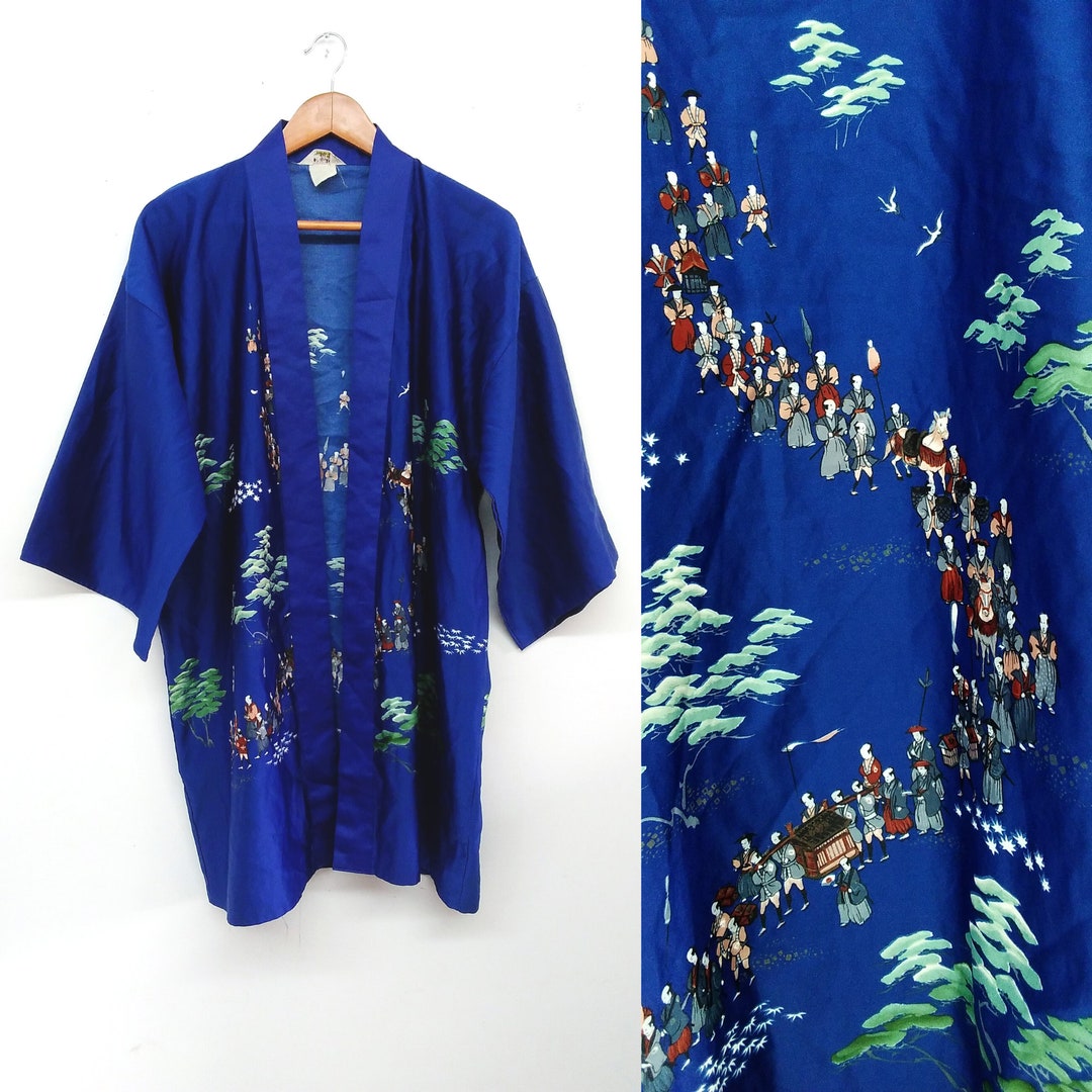 Vintage Ichiban Blue Short Kimono Robe Made in Japan - Etsy