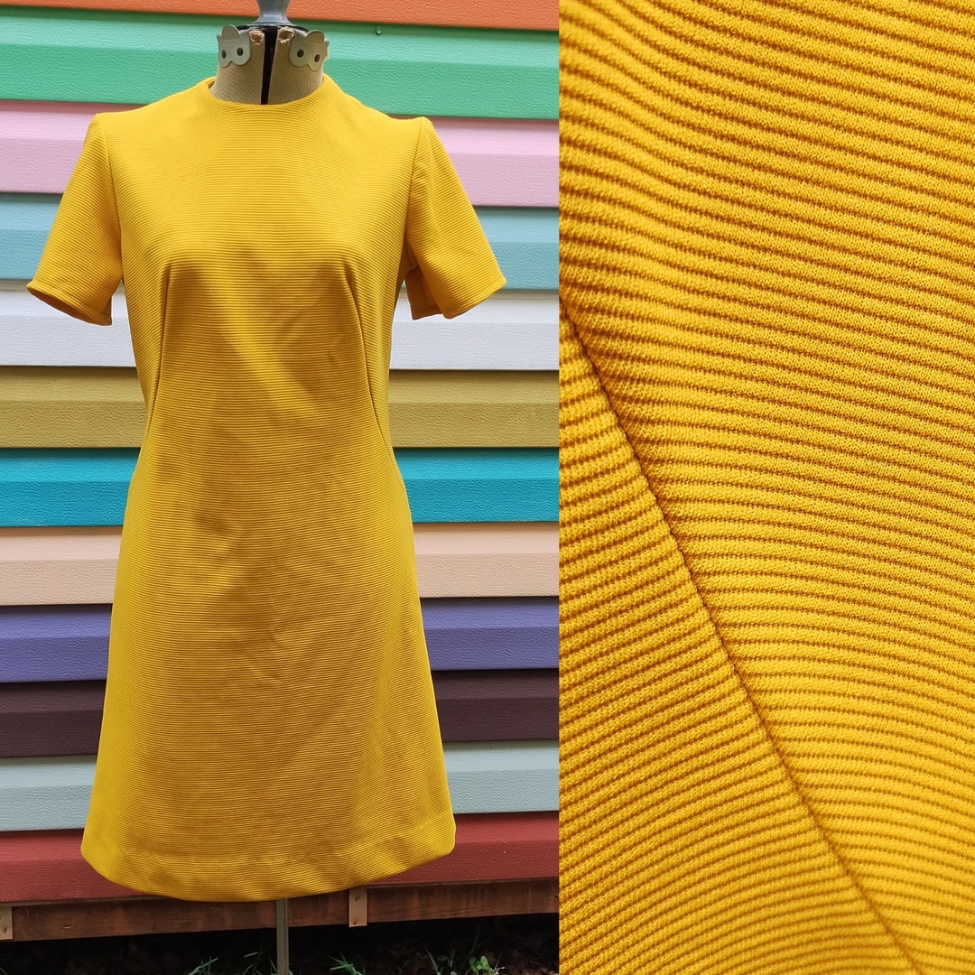 Vintage 60s Mod Mustard Yellow Mini Dress Shift - Etsy