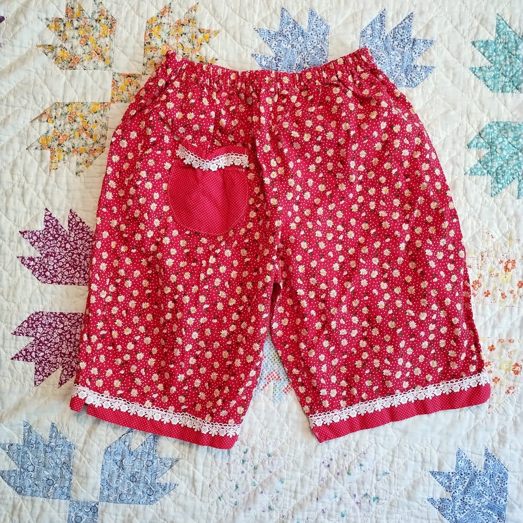 Vintage 70s/80s Red Floral Shorts/bloomers - Etsy