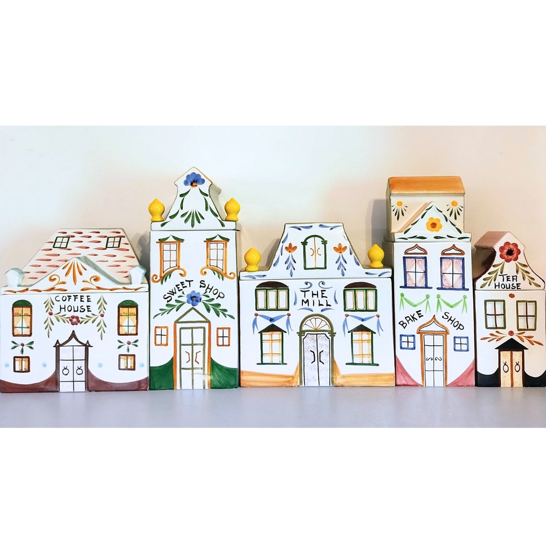 Vintage 70s Italian Village Canisters by Meiselman Imports Made in ...