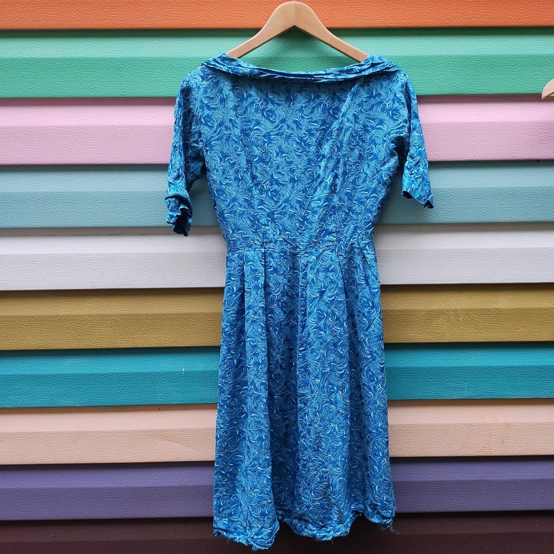 Vintage 50s/60s Blue Dress With Back Bow Detail - Etsy