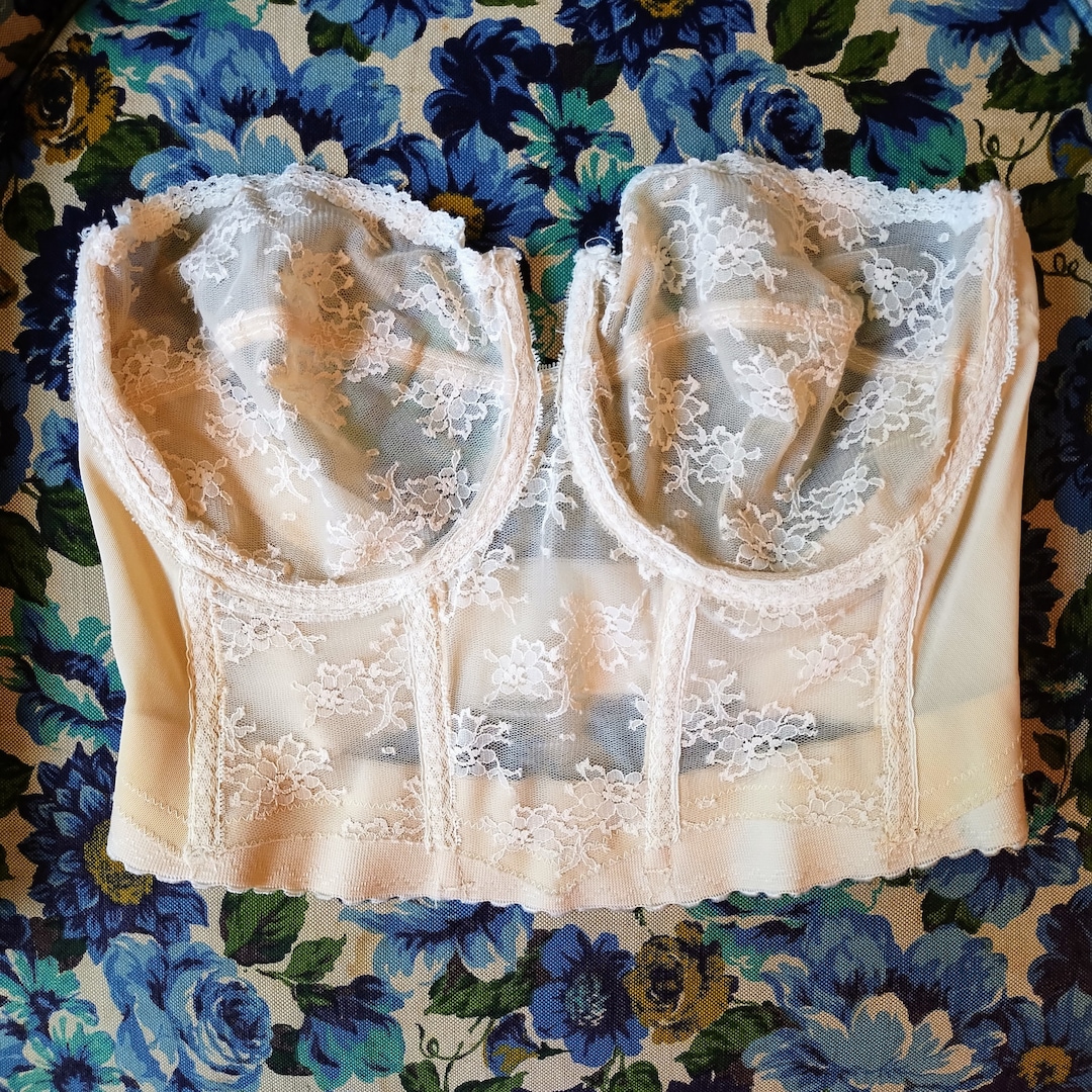 Vintage 70s/80s Cream Lace Bustier Bra Top Size 38 - Etsy