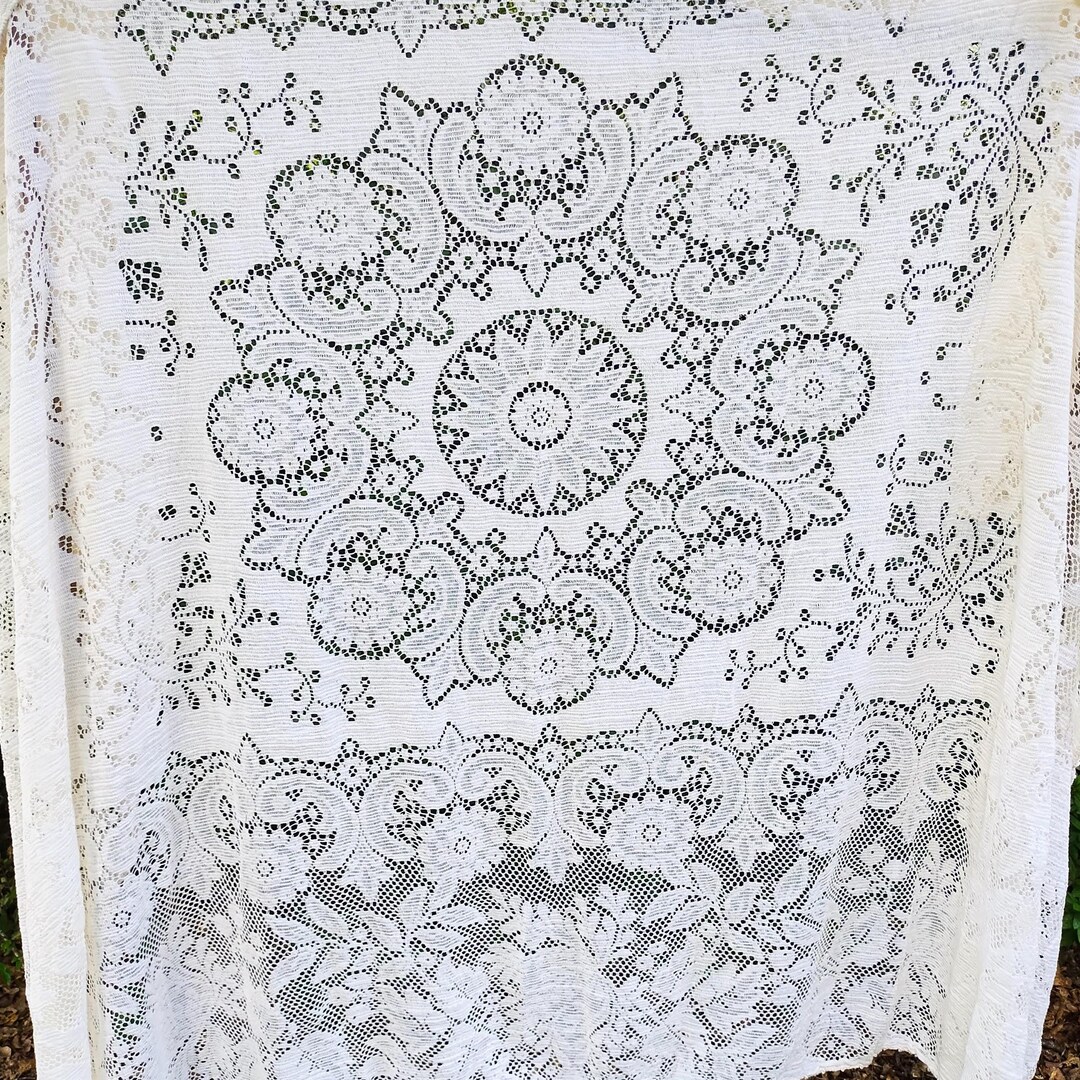 Vintage Large Lace Rectangular Tablecloth Cream Off-white - Etsy