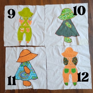 Individual Vintage Unfinished Sunbonnet Sue & Overalls Sam Quilt Squares - Etsy