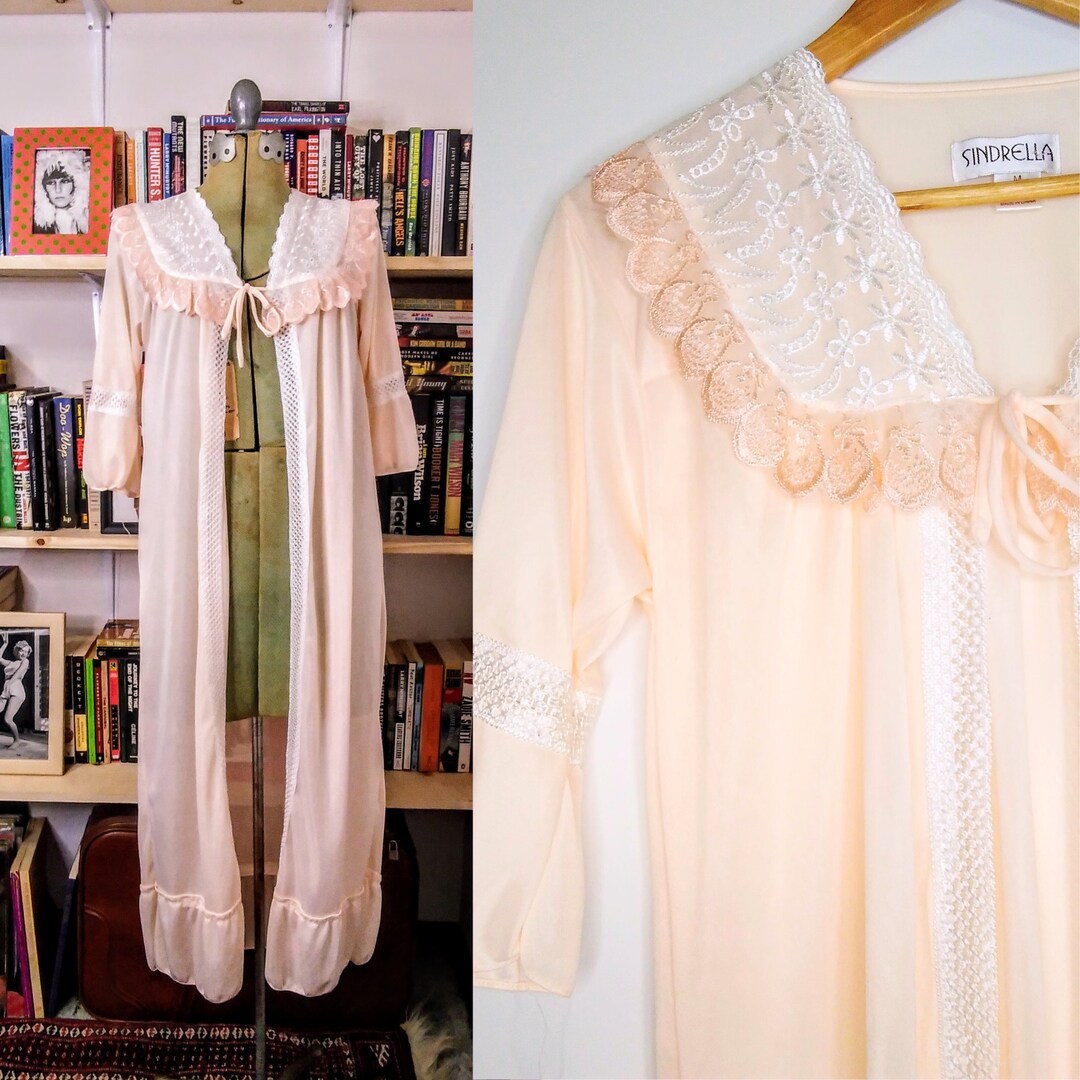 Vintage Peach Nylon Robe Frilly Shell Pink Chemise Ruffles - Etsy