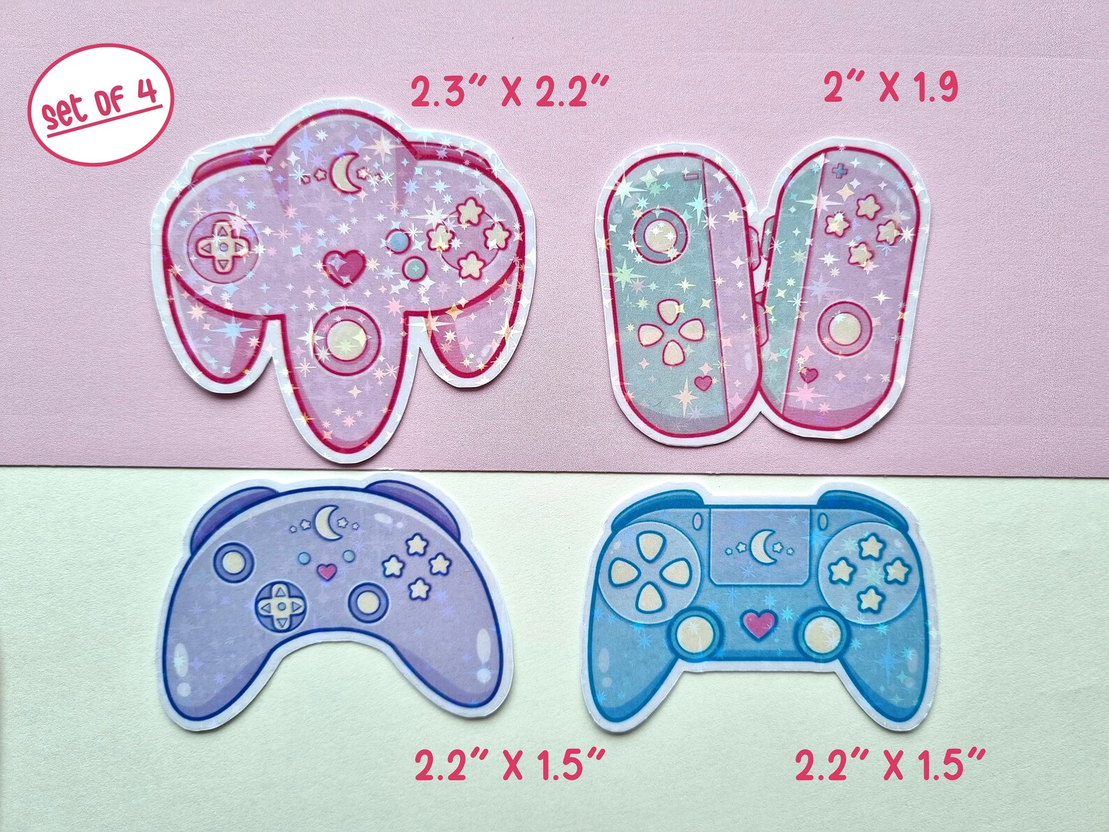 HOLOGRAPHIC Gaming Controller Die Cut Sticker Set - Pack of 4 - Cut'e ...