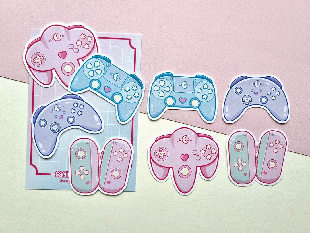 Gaming Controller Die Cut Sticker Set - Pack of 4 - Cute Pastel ...