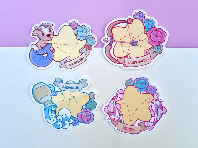 Horoscope Stickers 3 Large Waterproof Gloss Vinyl Zodiac - Etsy