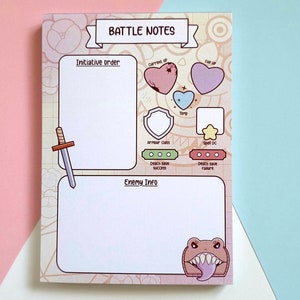 Dnd Battle Notepad - A6 Memo Pad - Stationary - Dungeons and Dragons ...