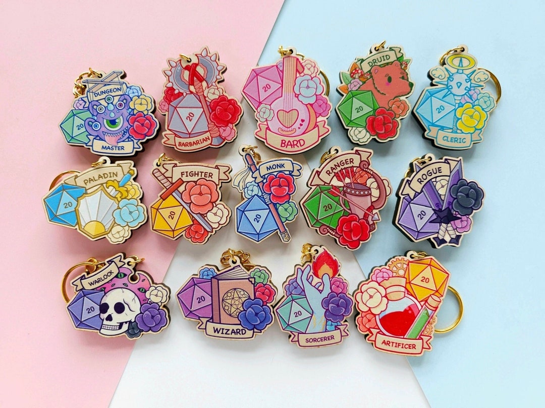 Dnd Class Keychain - Dungeons and Dragons - Wooden Charm - Etsy