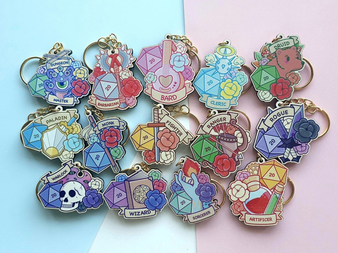 Dnd Class Keychain Dungeons and Dragons Wooden Charm - Etsy