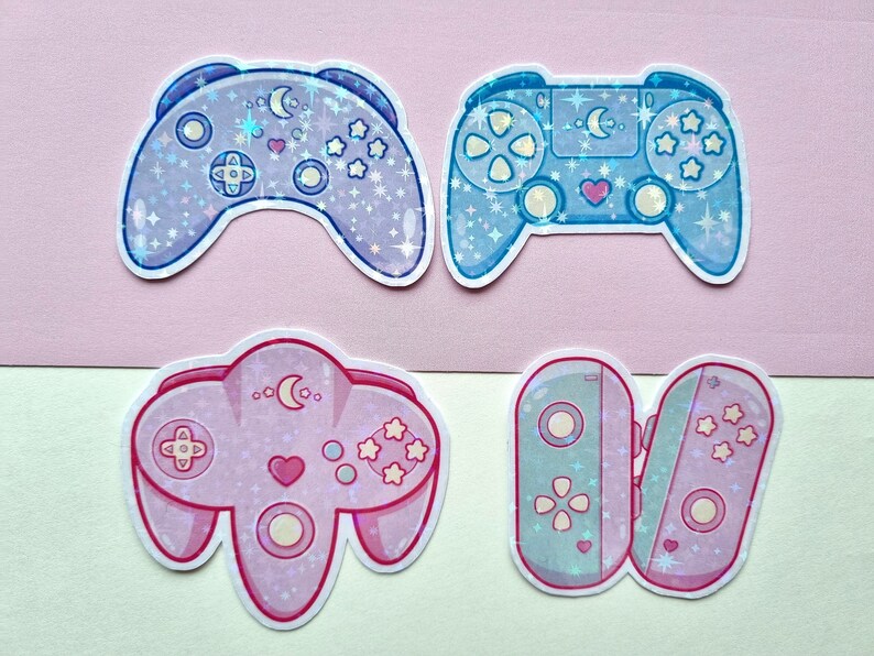 HOLOGRAPHIC Gaming Controller Die Cut Sticker Set - Pack of 4 - Cut'e ...