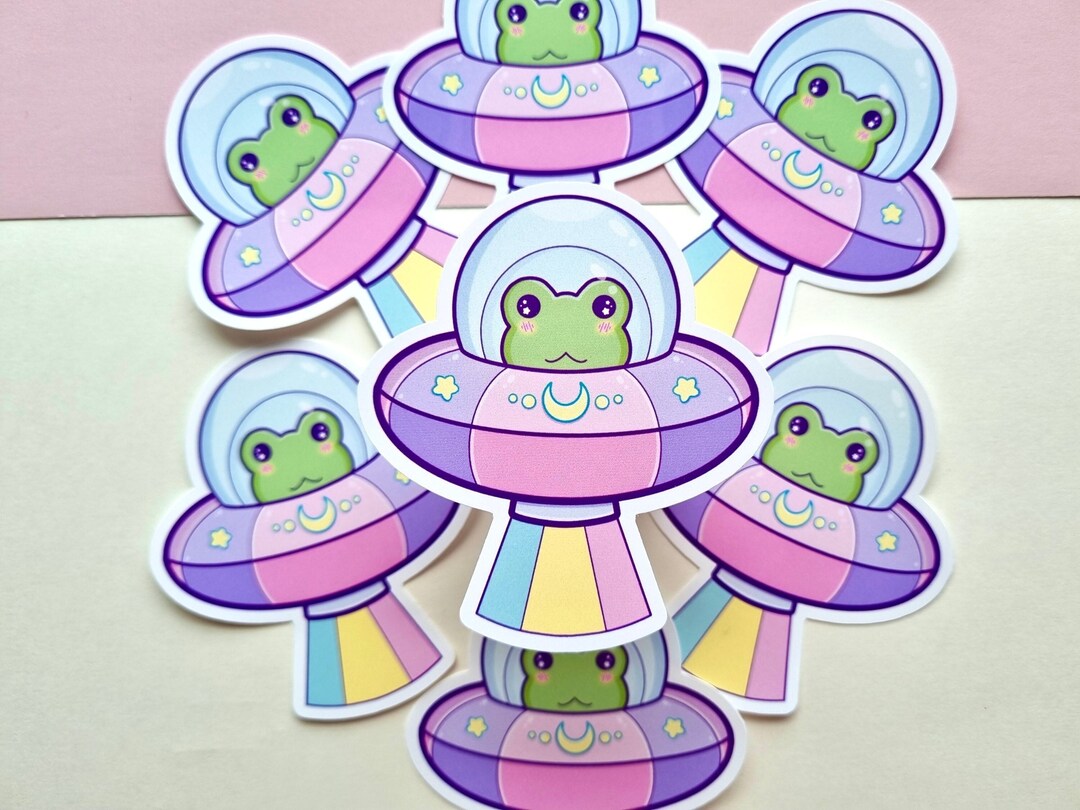Froggy in Space Sticker - Kawaii Waterproof Gloss Vinyl - Etsy