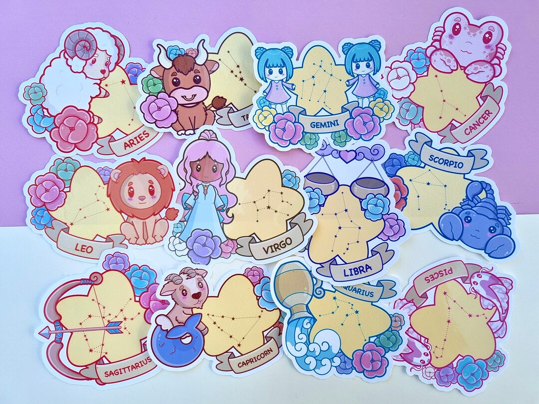 Horoscope Stickers - 3” Large Waterproof Gloss Vinyl Zodiac Stickers - Etsy