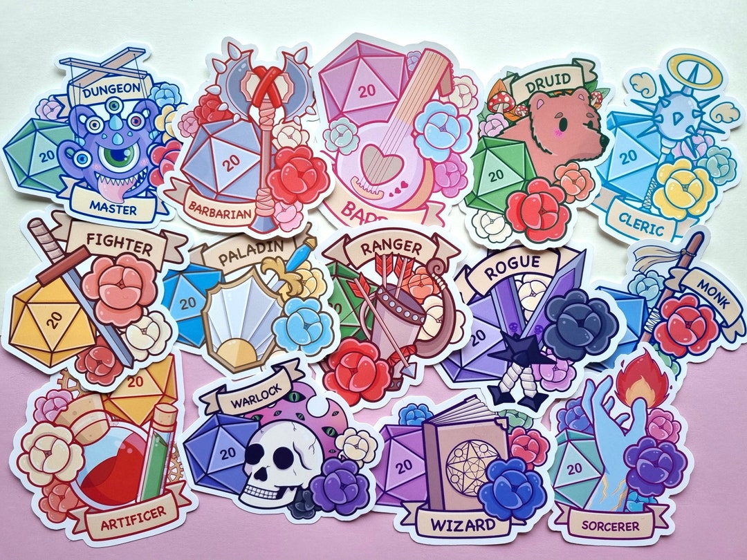 Dnd Class Stickers - Dungeons and Dragons - Waterproof Glossy Vinyl - 3 ...