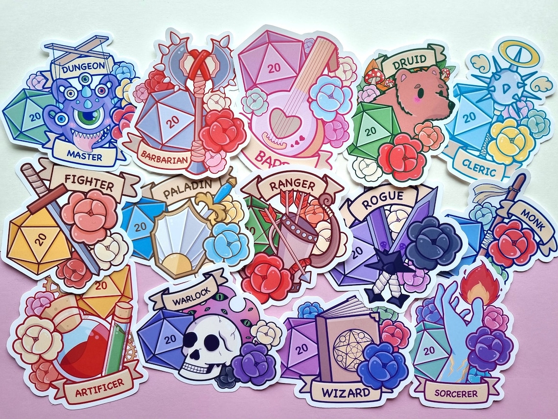 Dnd Class Stickers Dungeons and Dragons Waterproof Glossy - Etsy