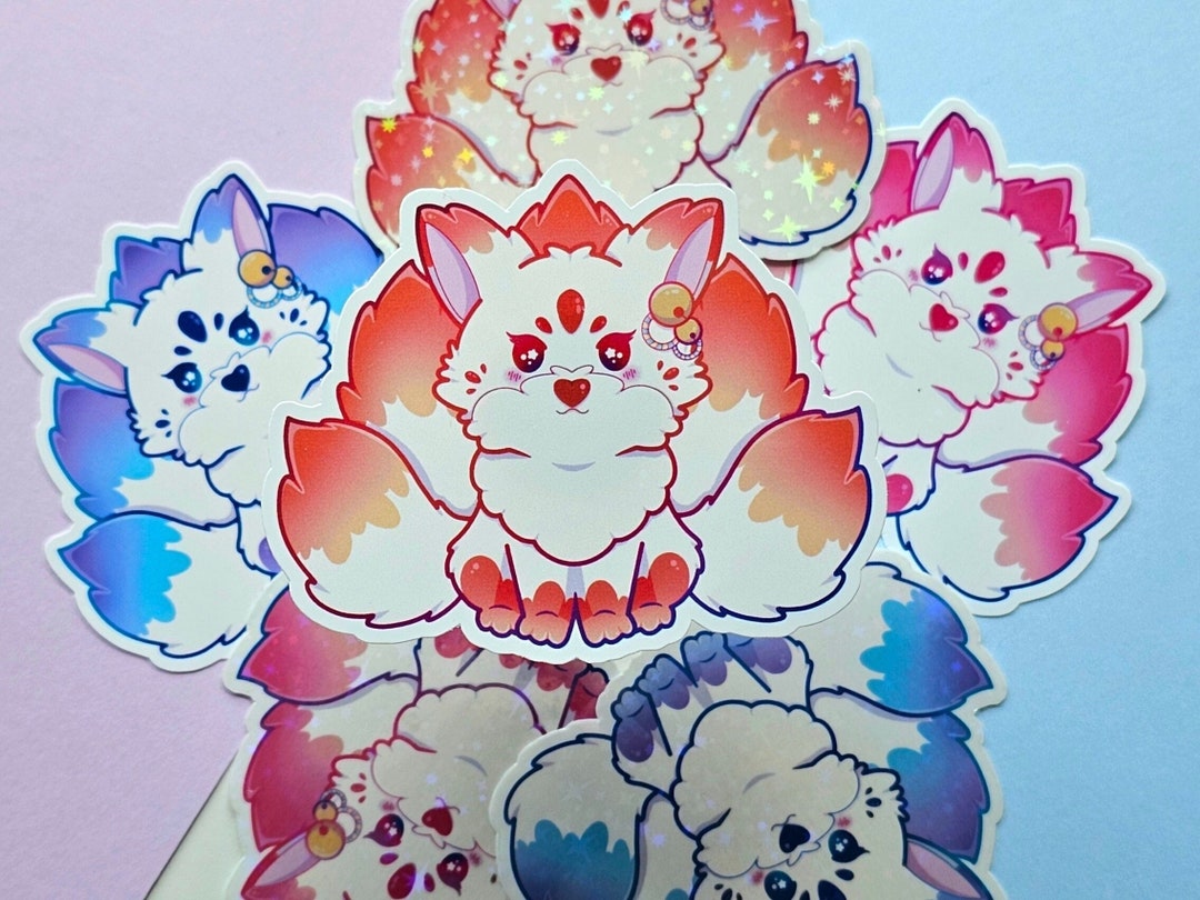 Kitsune Fox Sticker - Colour Variations - Gloss or Holographic ...