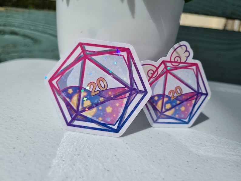 Holographic Dnd Magical D20 Dice Die Cut Sticker Set of 2 - Etsy