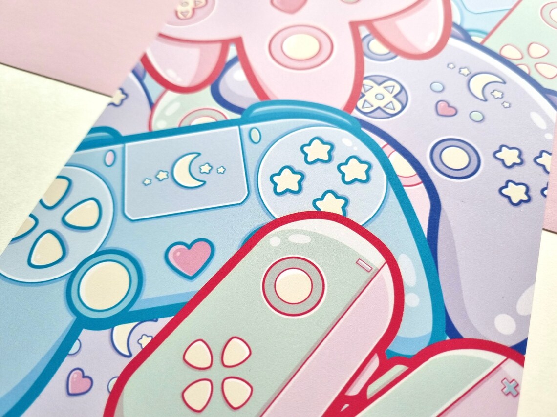 Gaming Controller 5 X 7 Art Print Cute Kawaii Home Decor - Etsy Australia