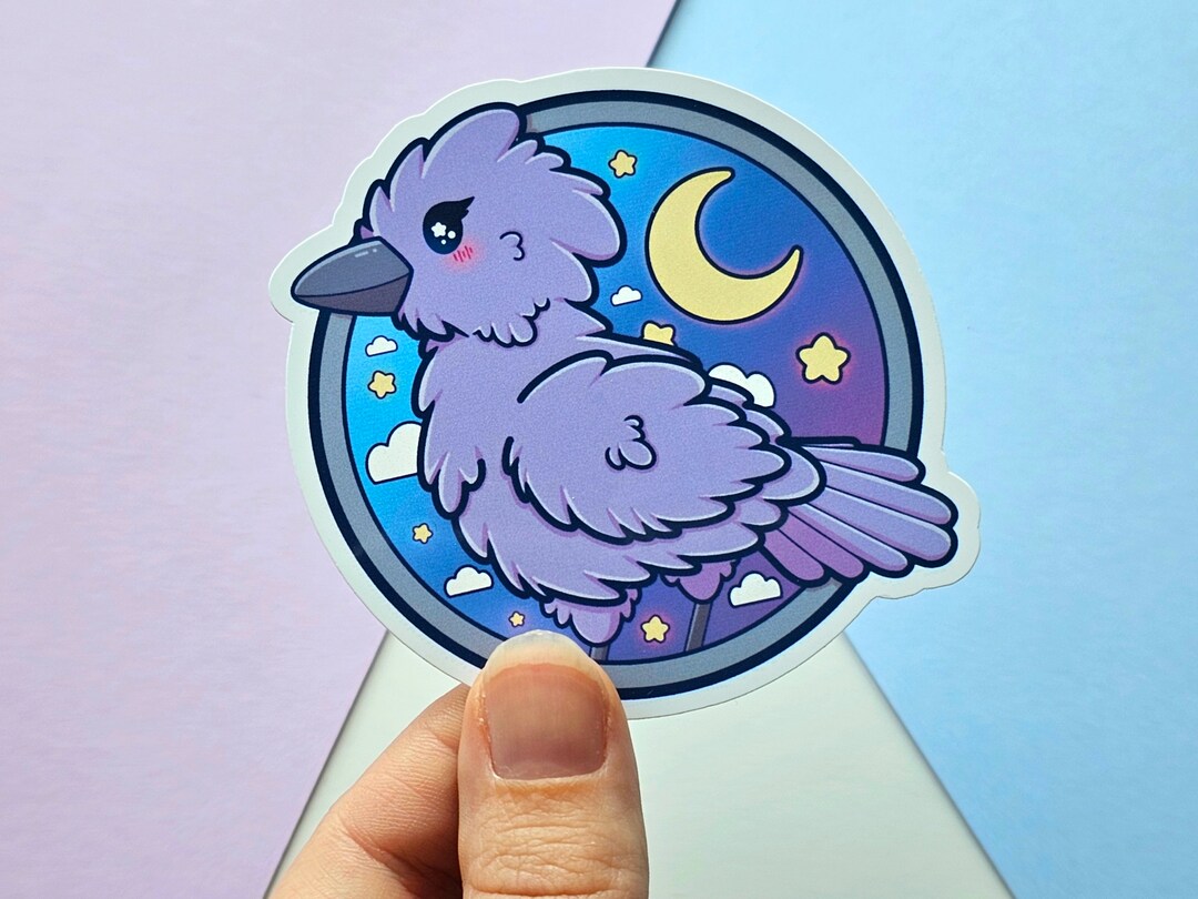 Kawaii Midnight Crow Sticker – Waterproof Vinyl, Witchy Vibes - Etsy