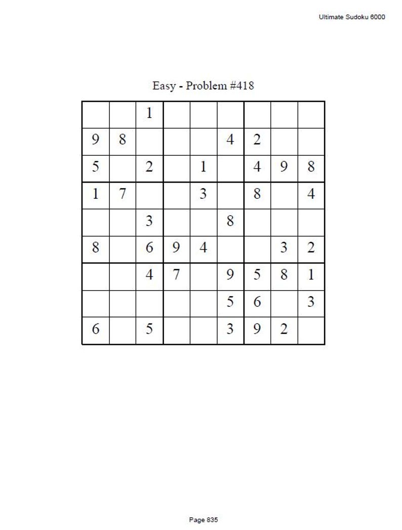 Ultimate Sudoku 6000 Printable Puzzles | Includes 2 Versions: 6 per ...