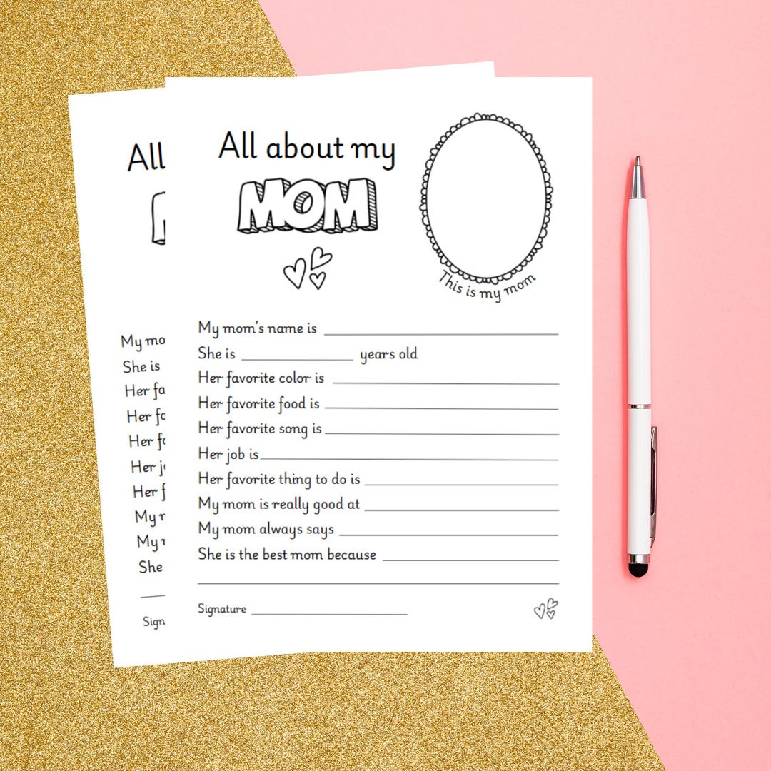 All About My Mom Mother Day's Questionnaire PDF - Instant Download ...