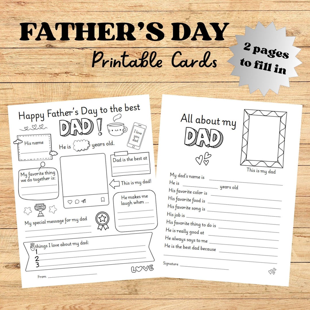 Printable All About My Dad Questionnaire, Fathers Day Crafts, Fathers ...