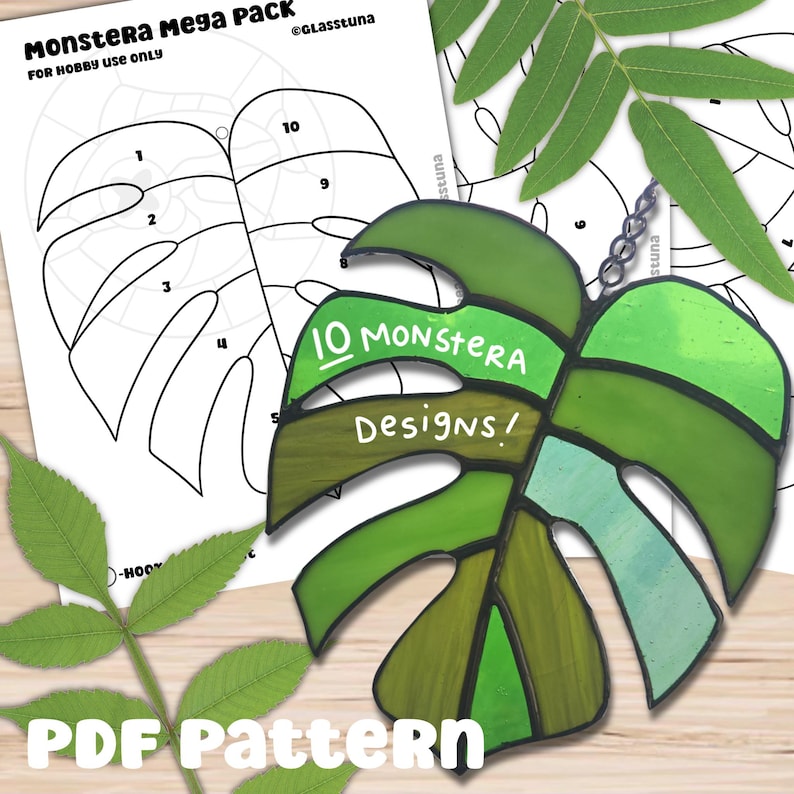 10 Patterns! - Monstera Leaf Mega Pack - for Stained Glass - Etsy
