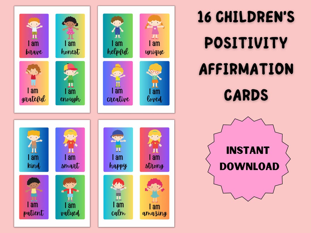 Childrens Digital Affirmation Cards, Print at Home, School Worries ...