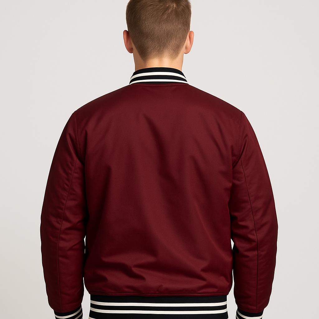 Maroon Varsity Bomber Jacket for Men, Classic Collegiate Style Jacket ...